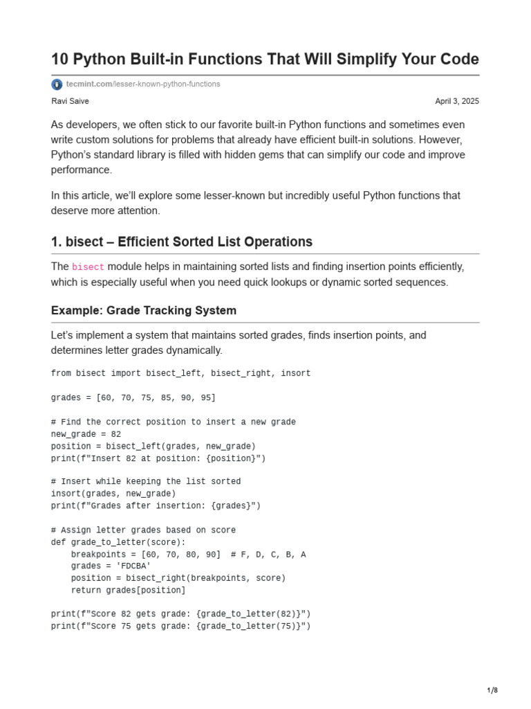 10 Python Built-In Functions That Will Simplify Your Code | PDF | Moving Average | Python ...