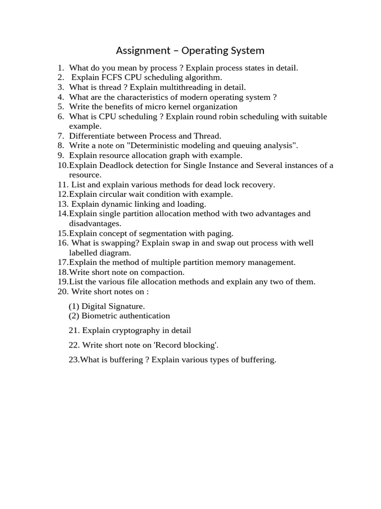 Assignment Os | PDF