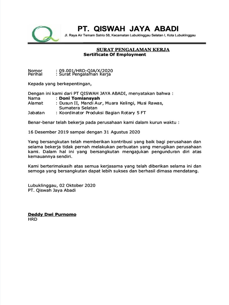 PDF Contoh Surat Paklaring Compress | PDF