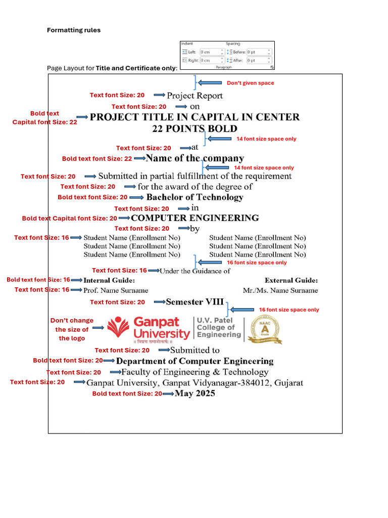 B.Tech Project Report Formatting Guide | PDF | Typefaces | Page Layout