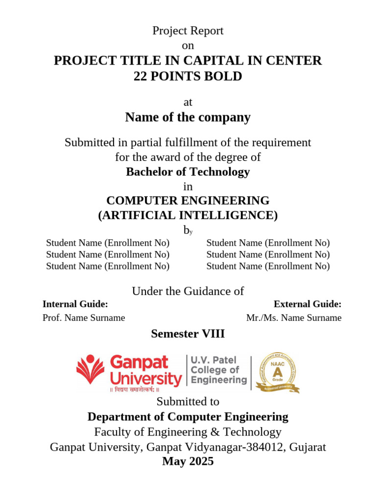 Ce-Ai (Btech) Title Page Certificate Format Project | PDF