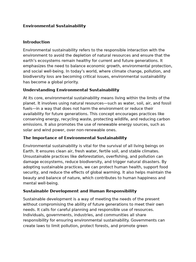 Environmental Sustainability | PDF | Sustainability | Sustainable ...