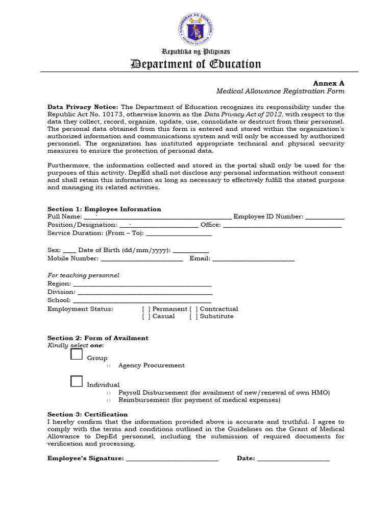 Medical Allowance Application Form | PDF
