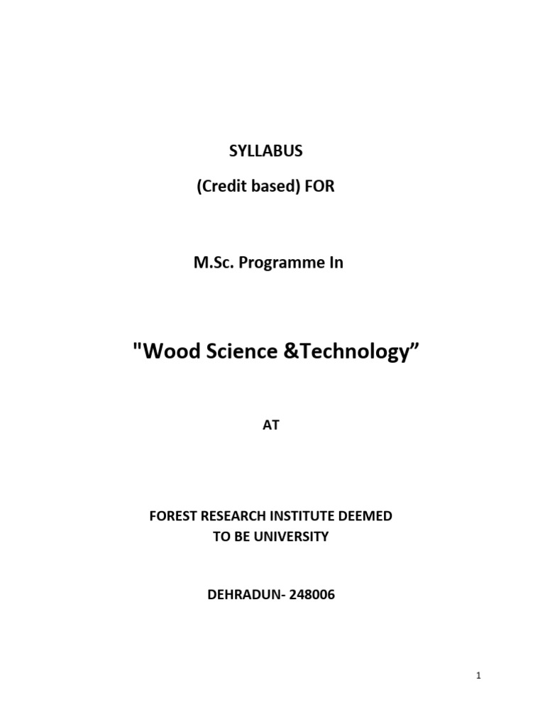 M.Sc. Wood Science & Technology Syllabus | PDF | Wood | Adhesive