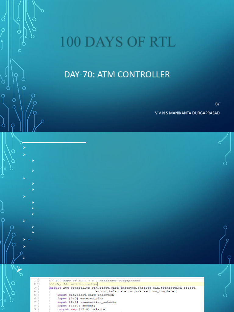 ATM Controller State Machine Design | PDF