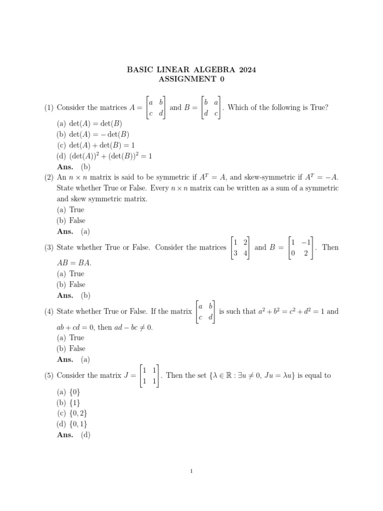 BLinear Asgn 0 | PDF