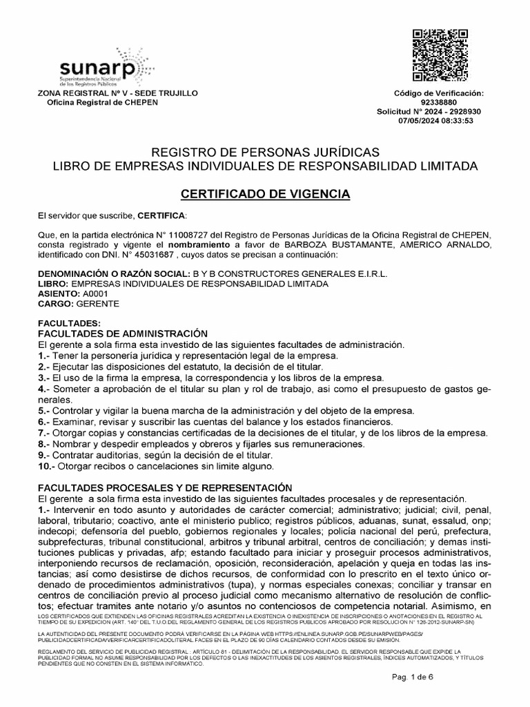 Certificado de Vigencia | PDF