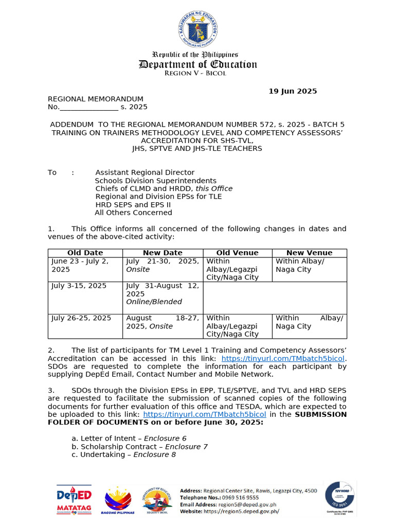 Advisory Batch 5 TM June 19 | PDF