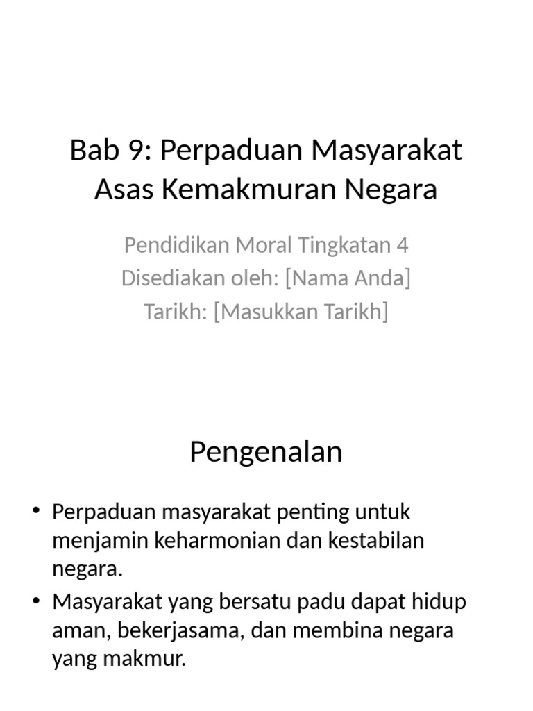 Perpaduan Masyarakat T4 Bab9 | PDF