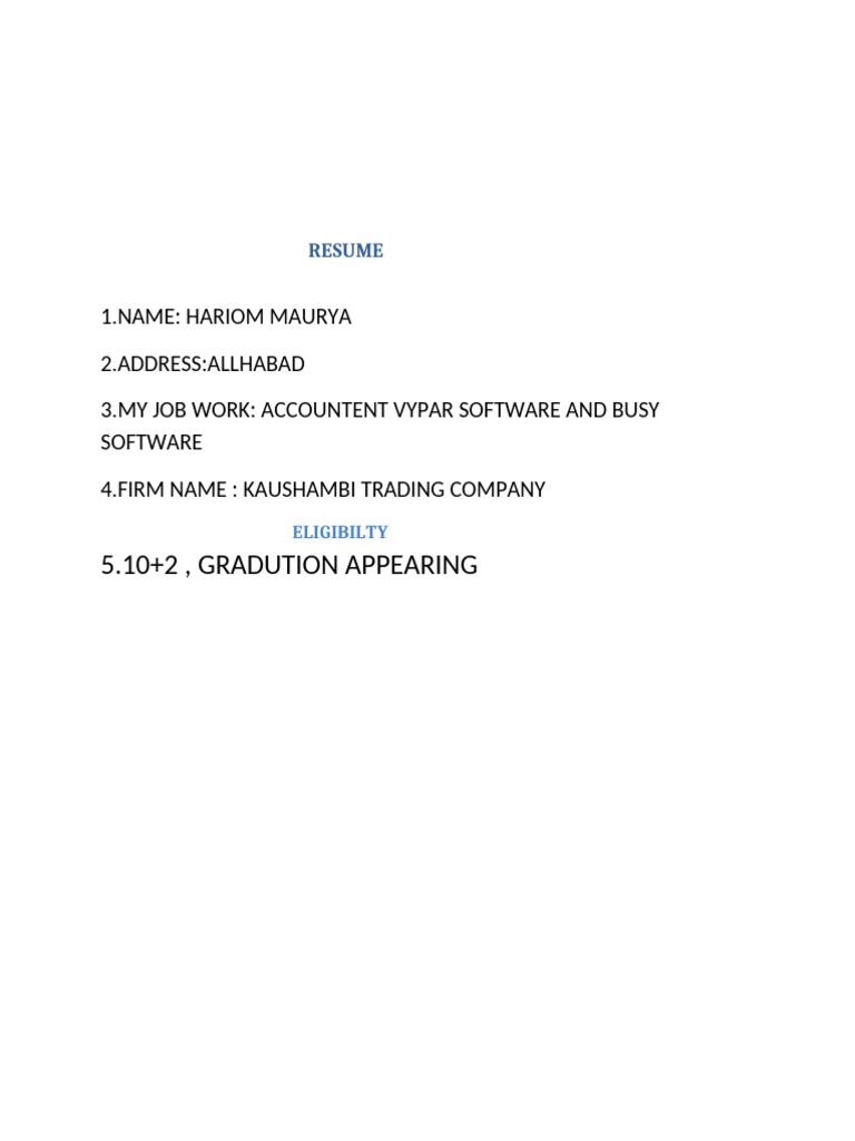 Resume Hariom | PDF
