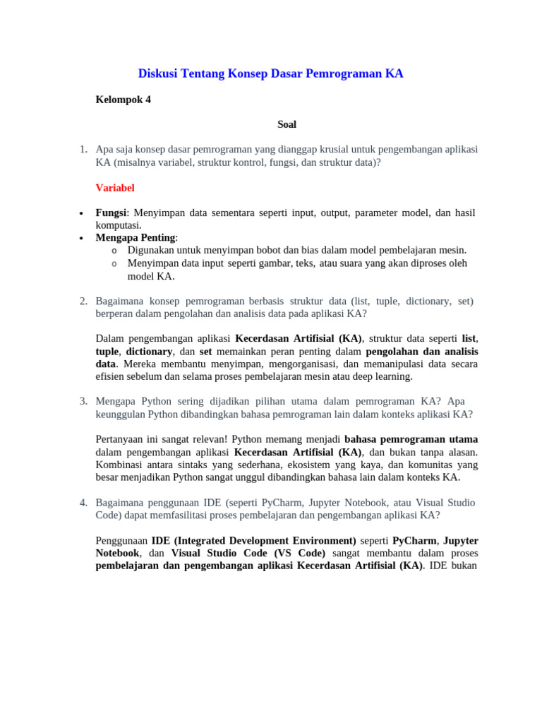 Diskusi Tentang Konsep Dasar Pemrograman KA | PDF
