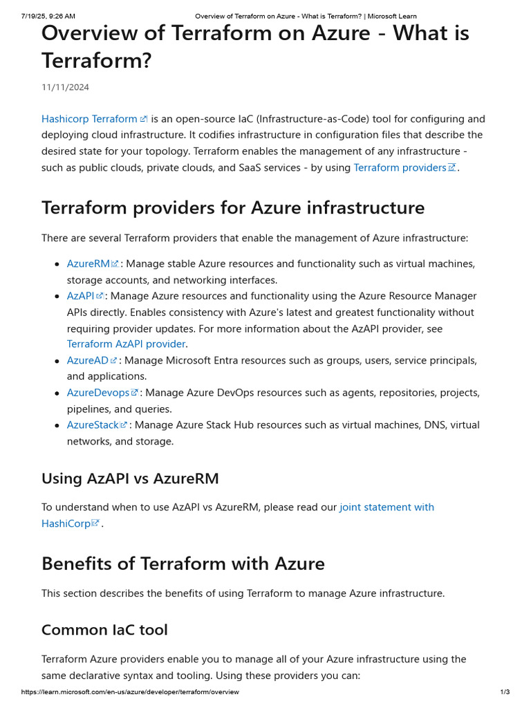 Overview of Terraform On Azure | PDF | Microsoft Azure | Cloud Computing