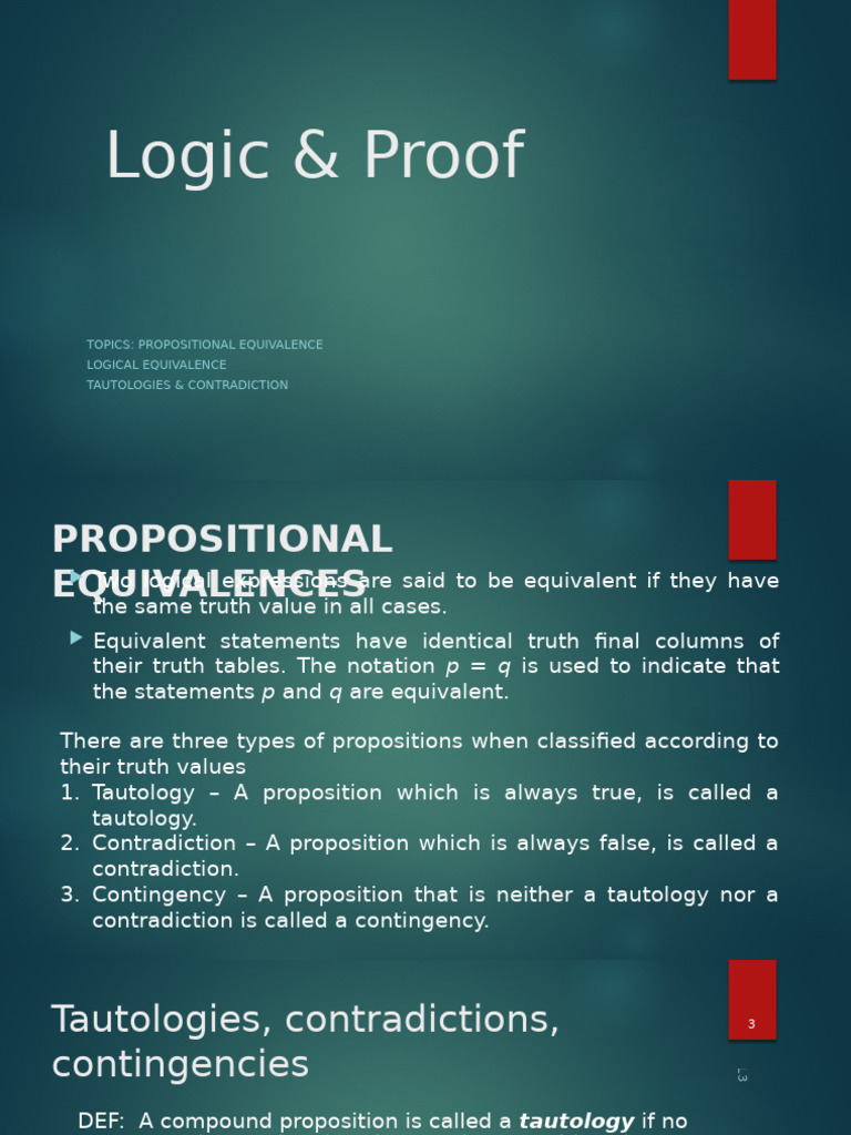 Logic Proof Lecture | PDF | Contradiction | Contingency (Philosophy)