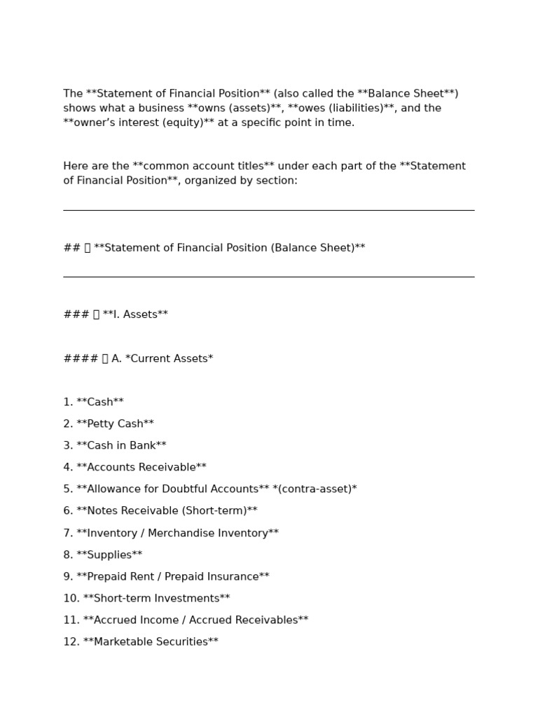 Balance Sheet Components Explained | PDF