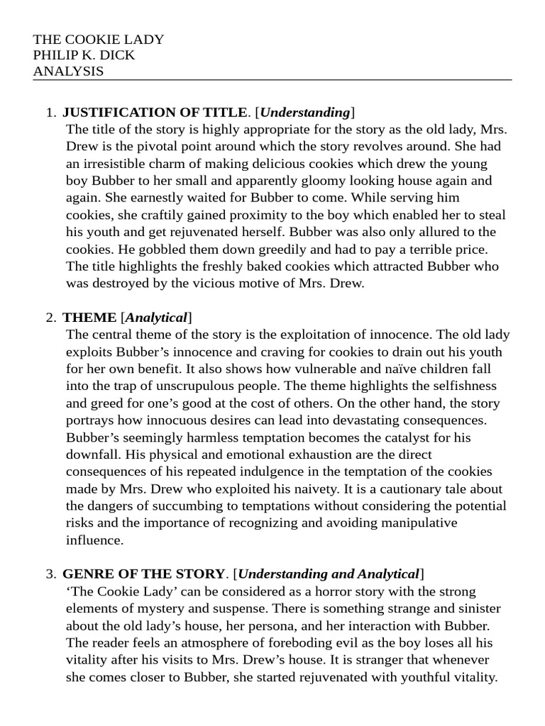 The Cookie Lady Analysis-1 | PDF