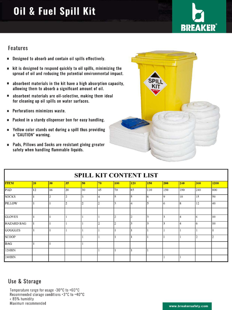 Oil & Fuel Spill Kit Contents Guide | PDF