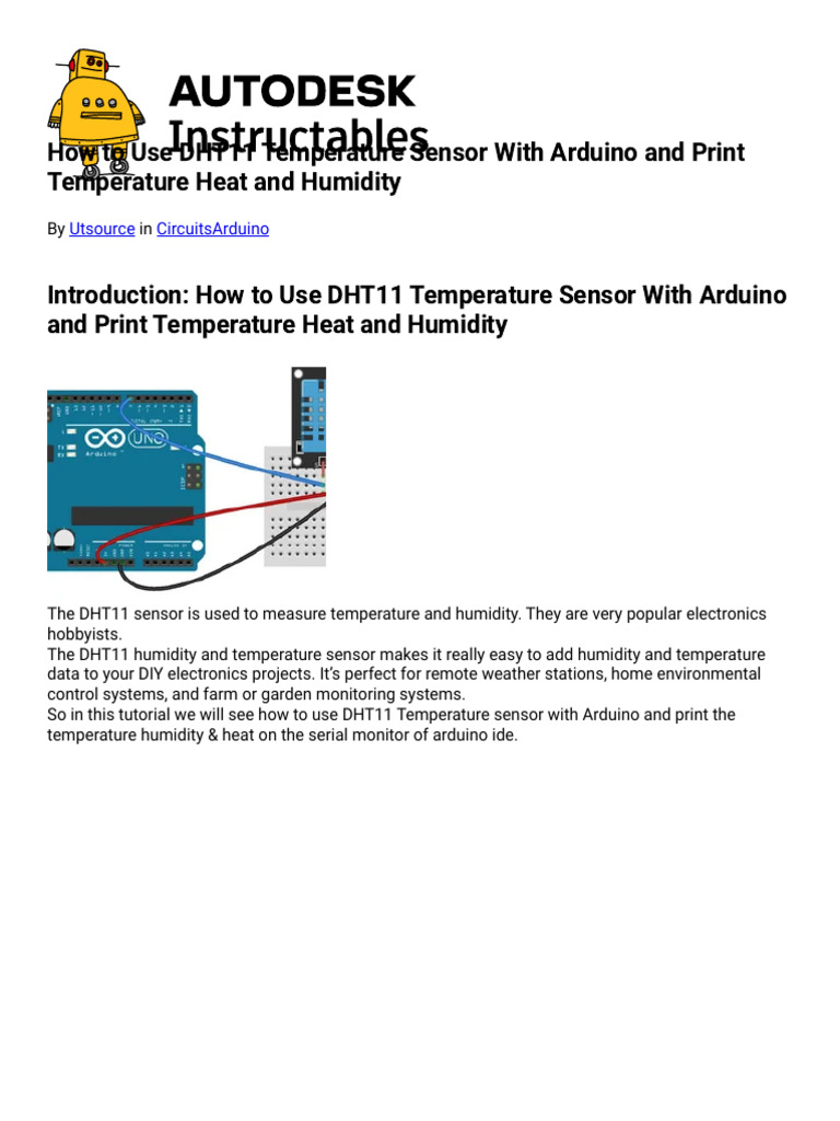 How To Use DHT11 Temperature Sensor With Arduino and Print Temperature Heat and Humidity - 5 ...