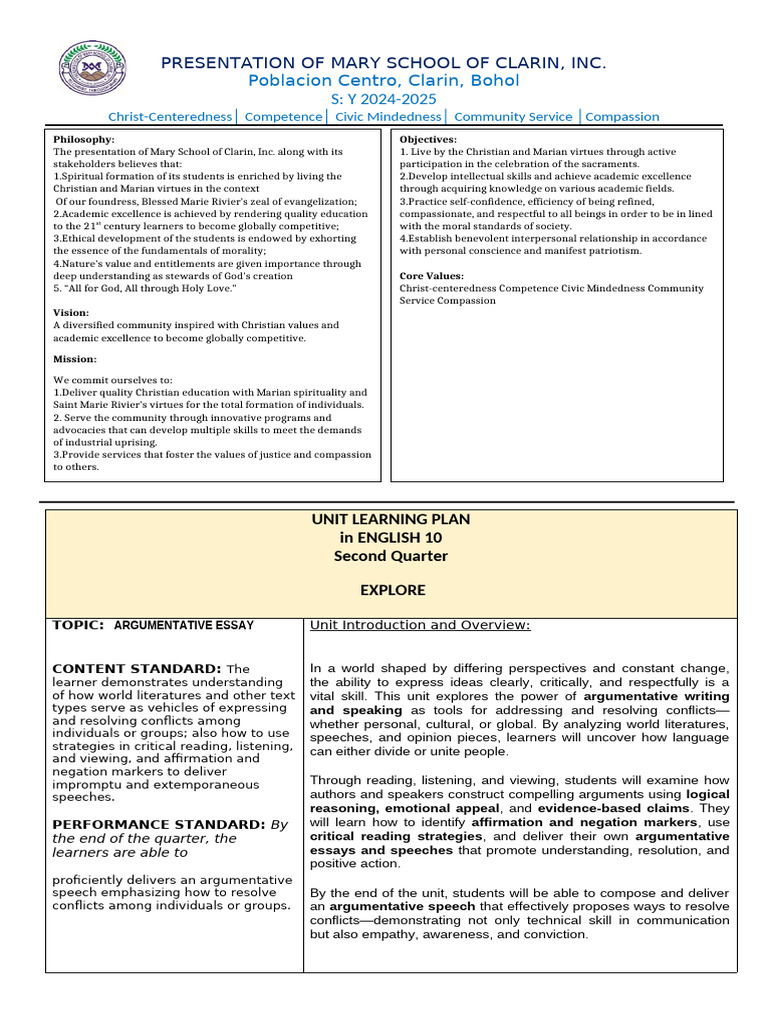 Argumentative Essay Unit Overview | PDF | Argument | Public Speaking