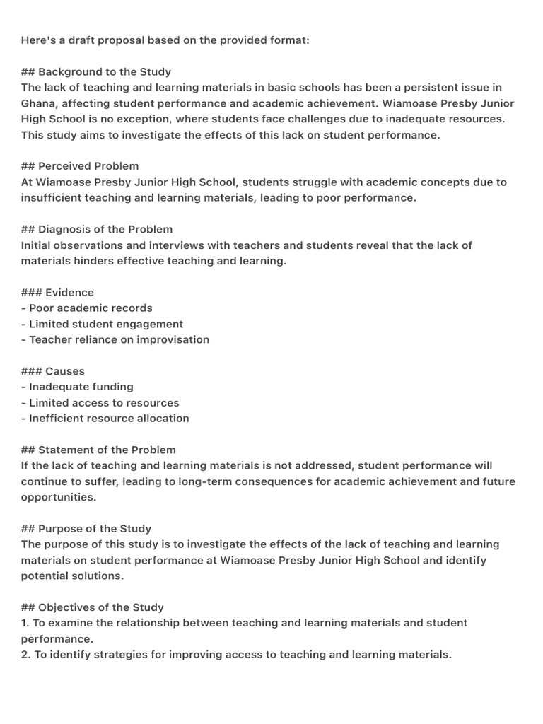 Here's A Draft Proposal Based On The Provided Format | PDF ...