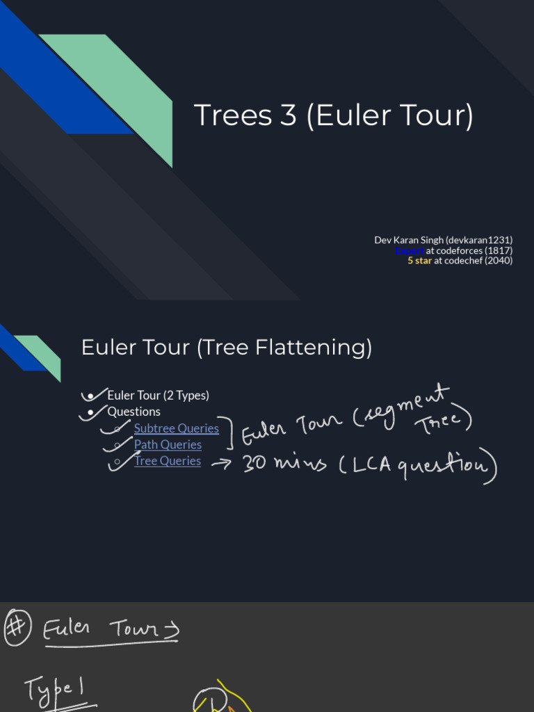 Trees 3 (Euler Tour) | PDF