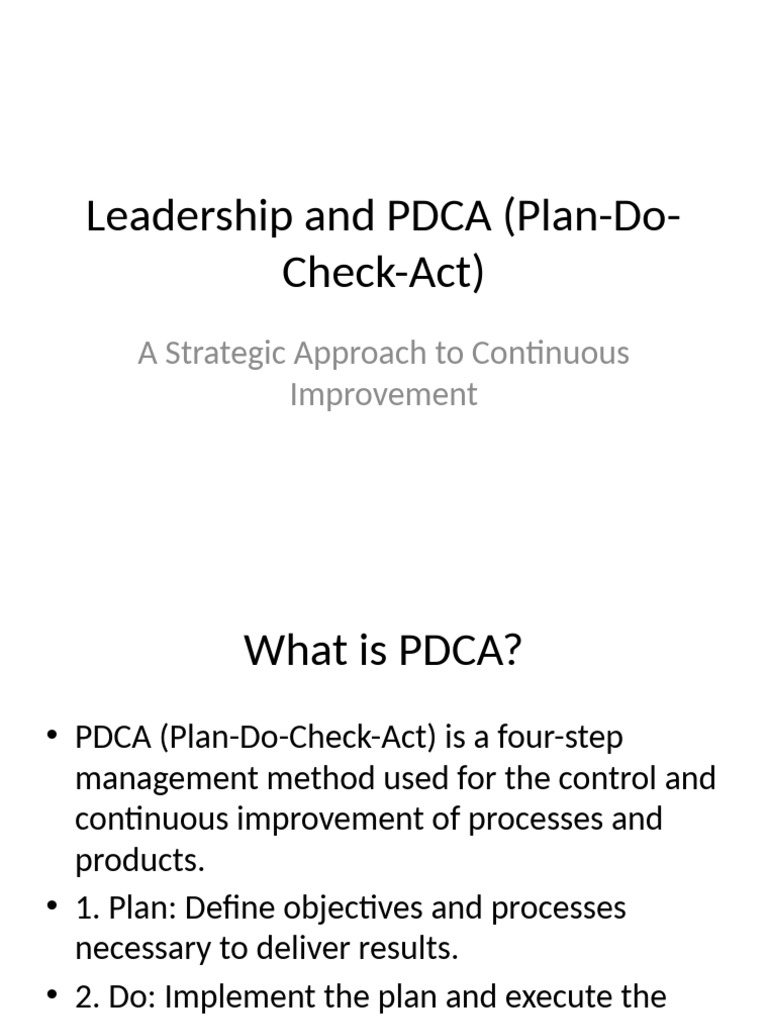 Leadership in PDCA for Improvement | PDF