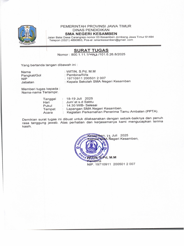 Surat Tugas Perjusa Rev | PDF