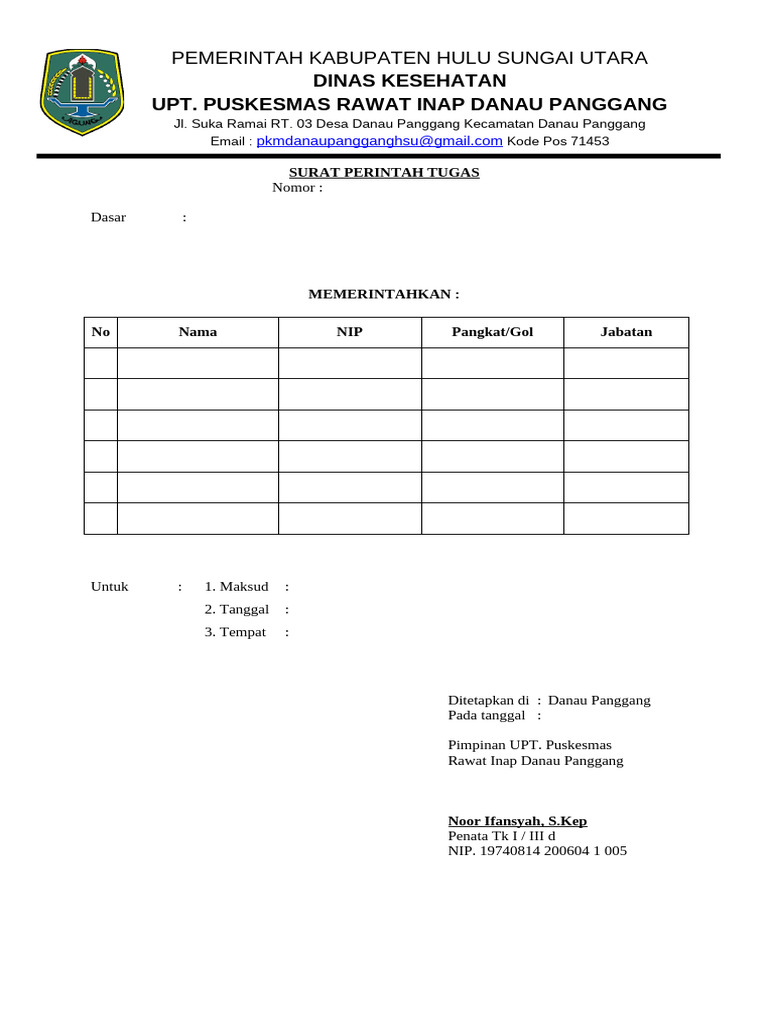 Surat Tugas Tabel | PDF