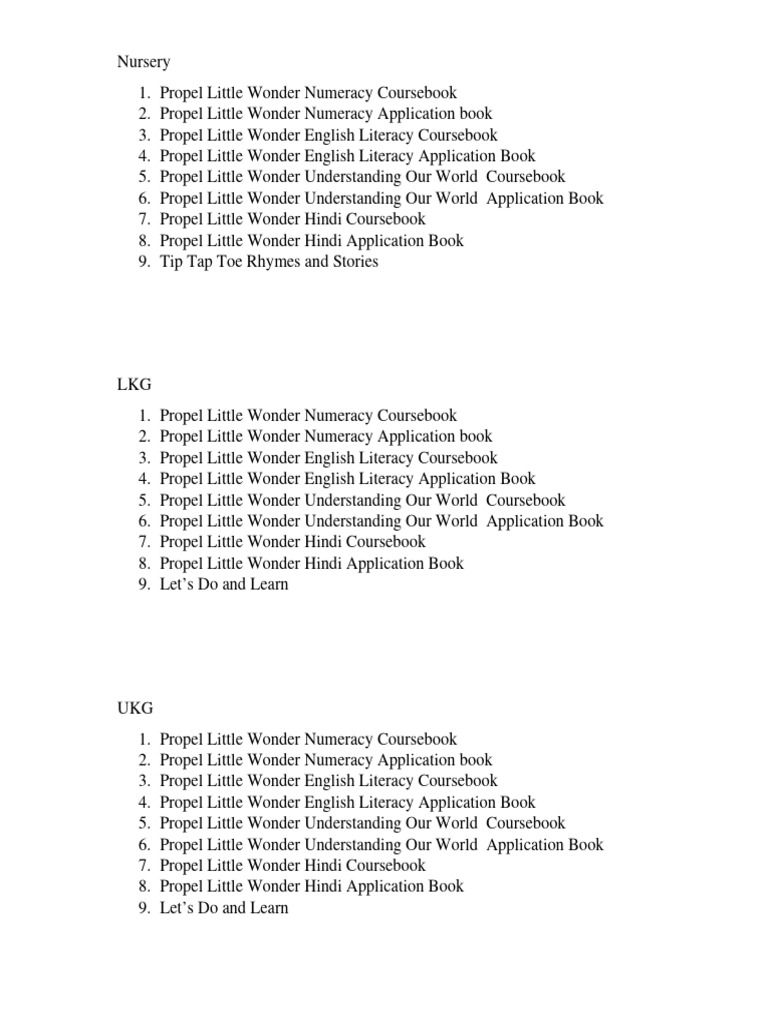 Propel Little Wonder Curriculum Overview | PDF