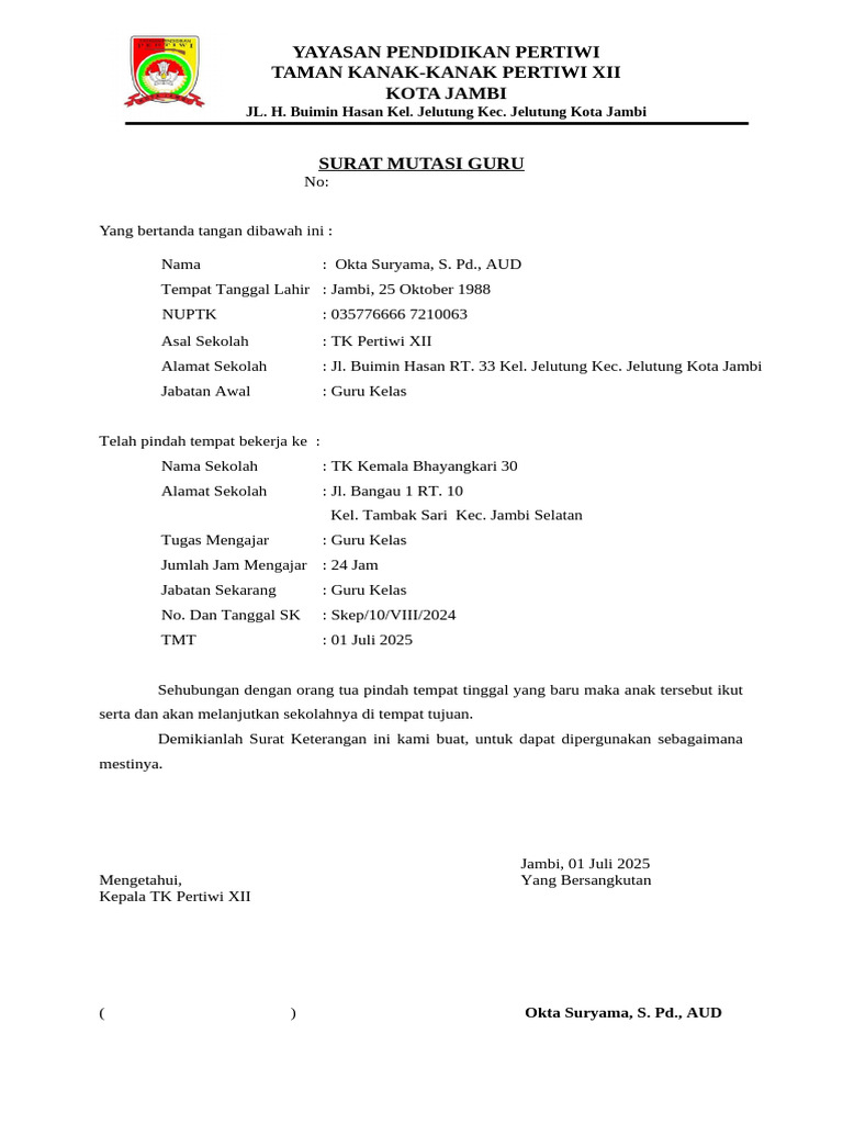 S. Mutasi Okta | PDF