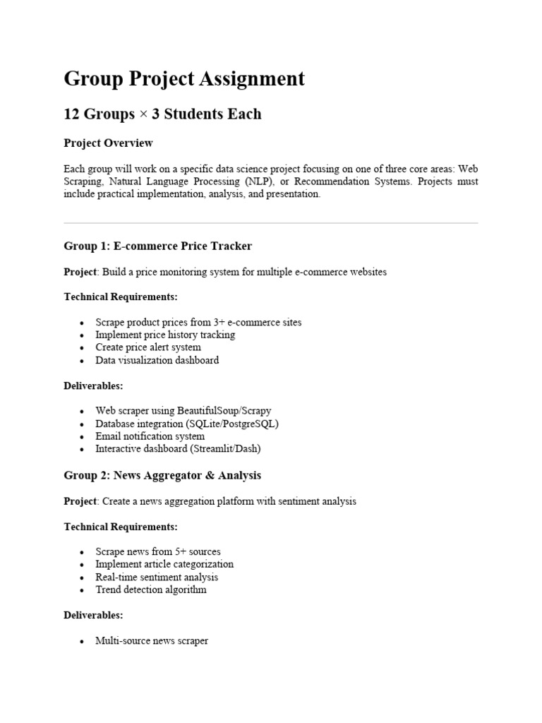 Data Science Group Project Guide | PDF | Learning | Computing