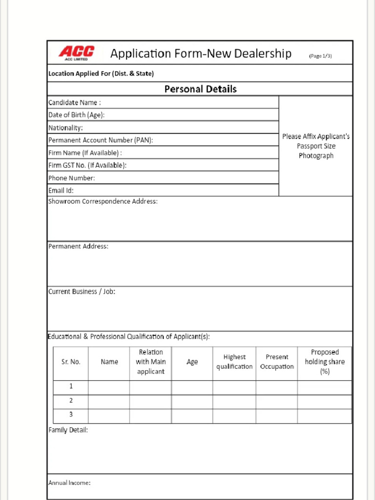Dealership Form | PDF