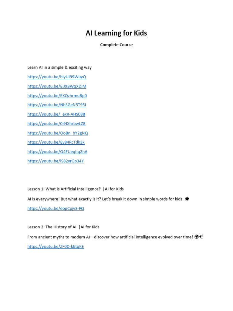 Ai Learning For Kids | PDF