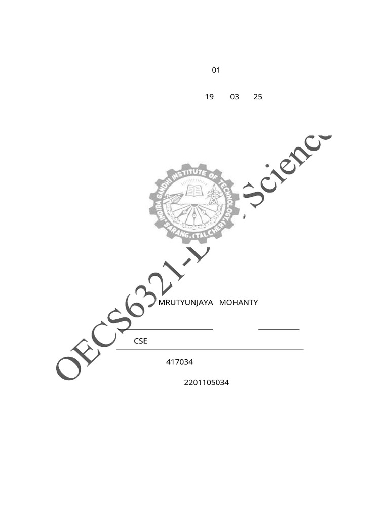 Assignment Front Page Btech 2024-25 | PDF