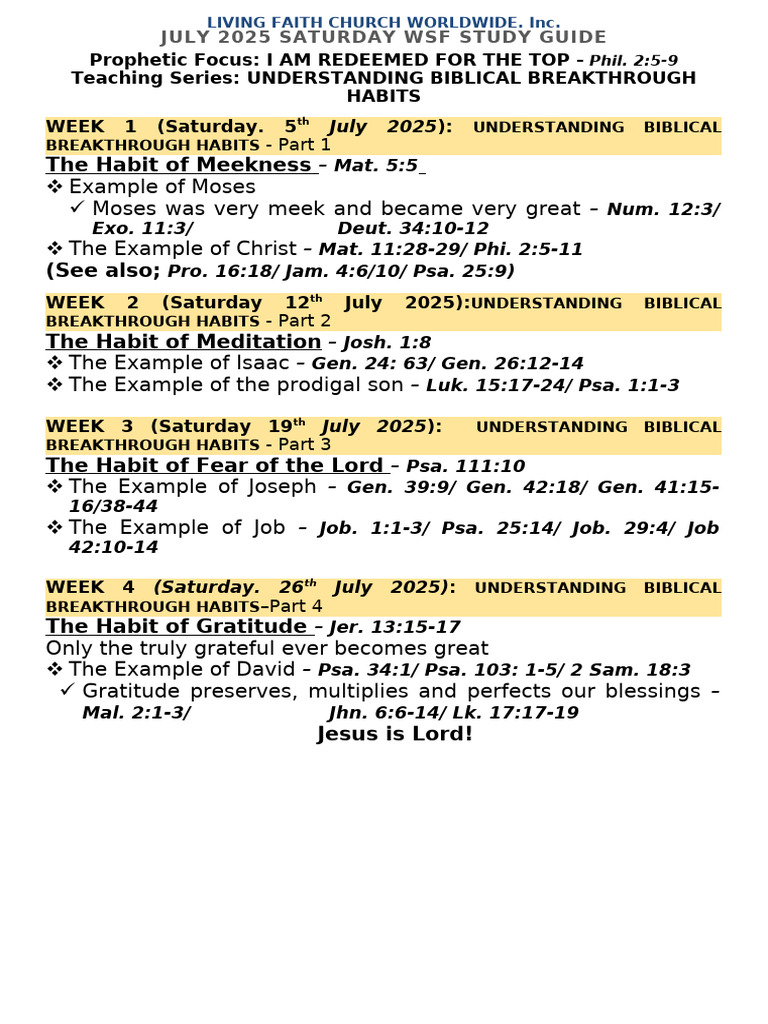 July 2025 WSF Teaching Outline | PDF