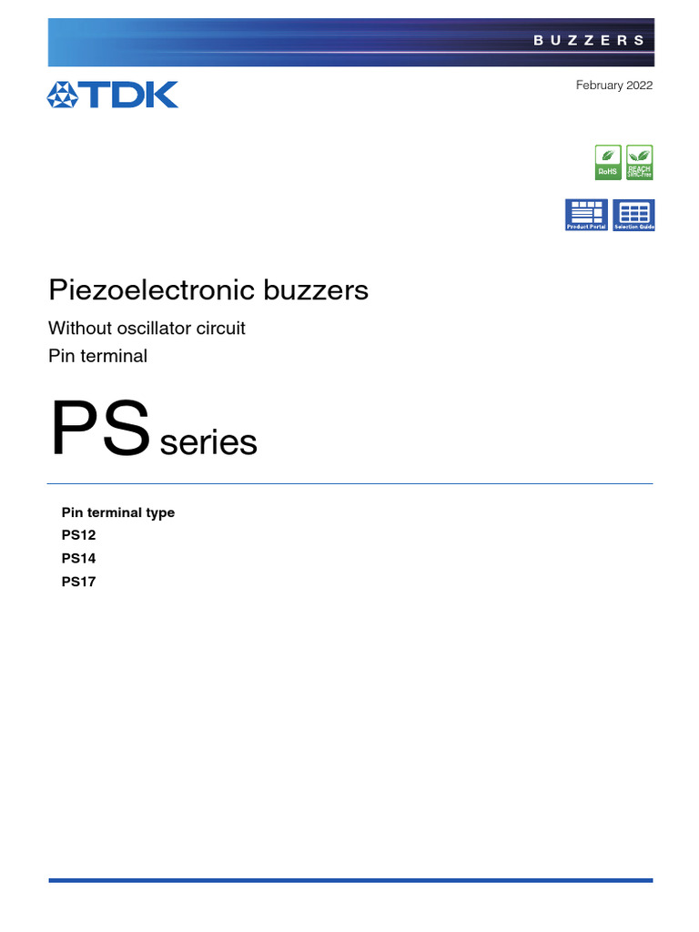 PS1240P02BT Piezo Buzzer Overview | PDF | Piezoelectricity | Frequency