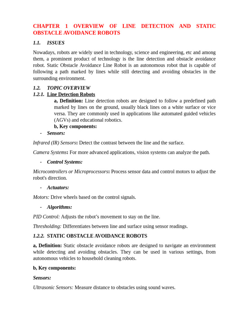 Chapter 1 Overview of Line Detection and Obstacle Avoidance Robots ...