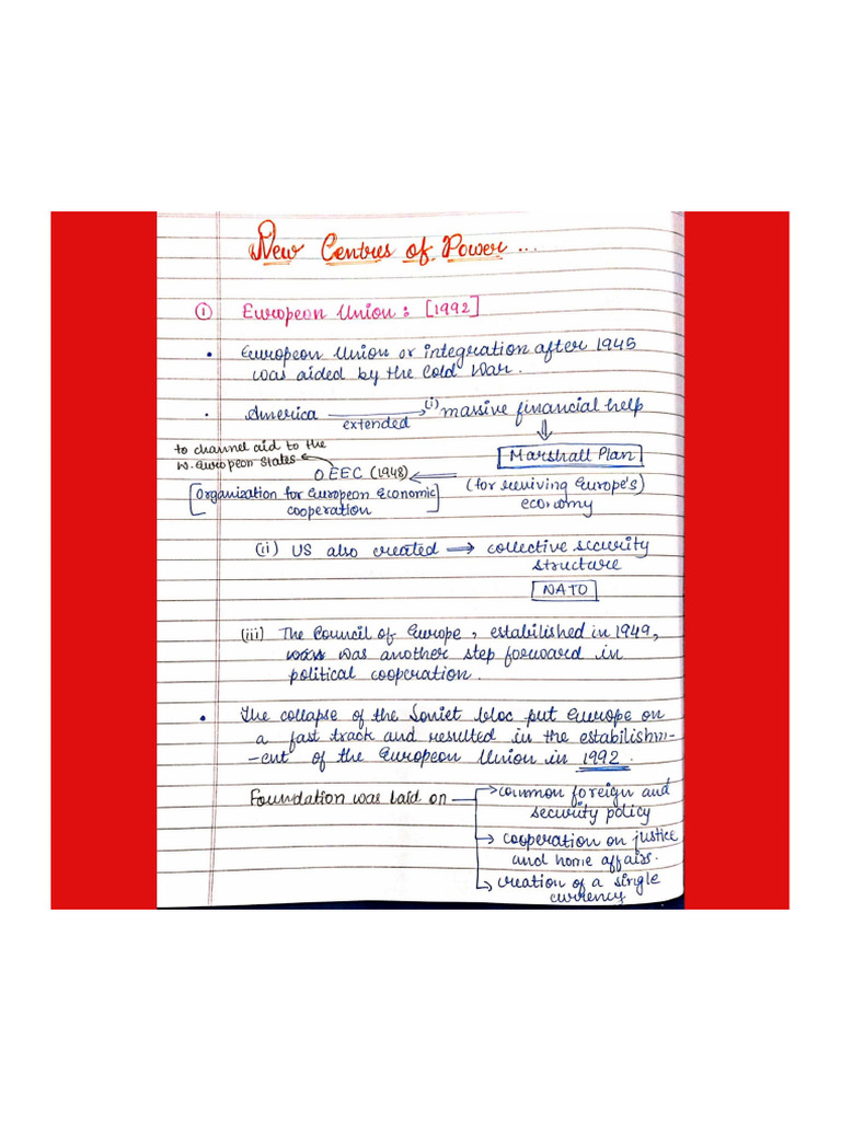 Handwritten New Centres of Power Class 12 | PDF