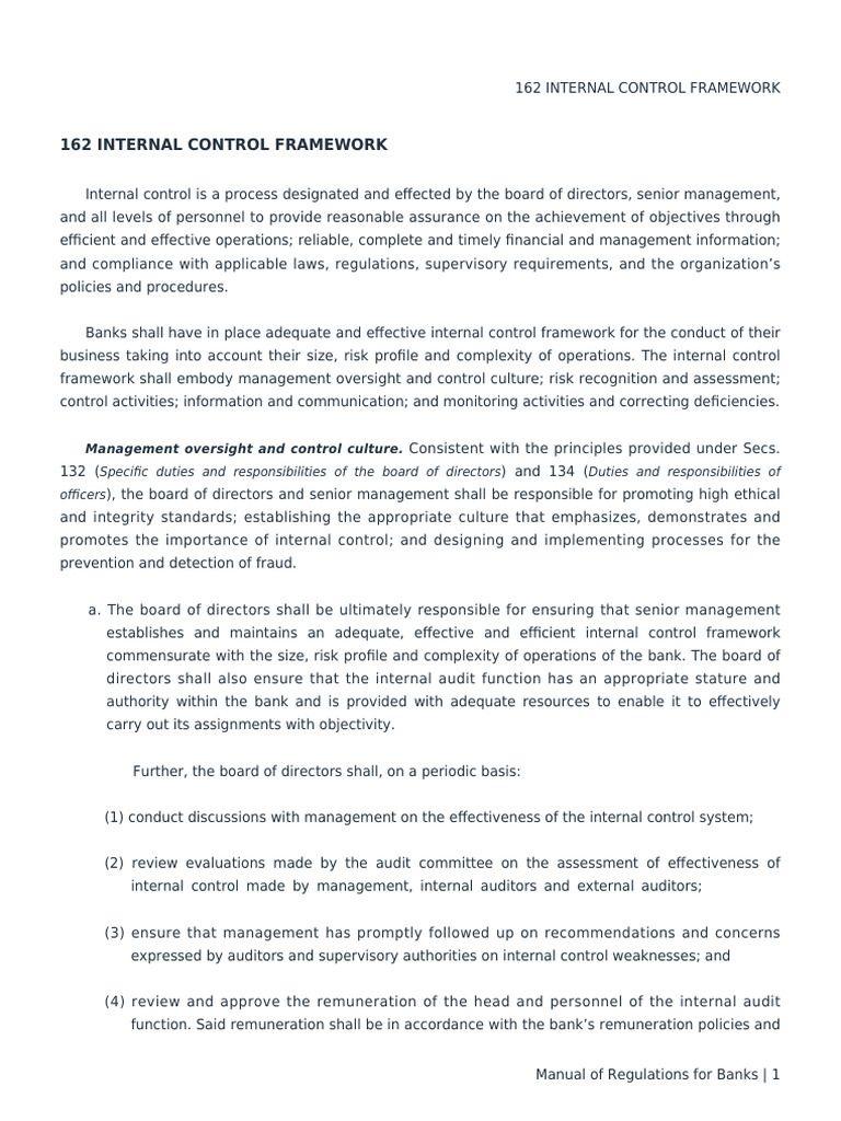 162 Internal Control Framework | PDF | Internal Control | Internal Audit