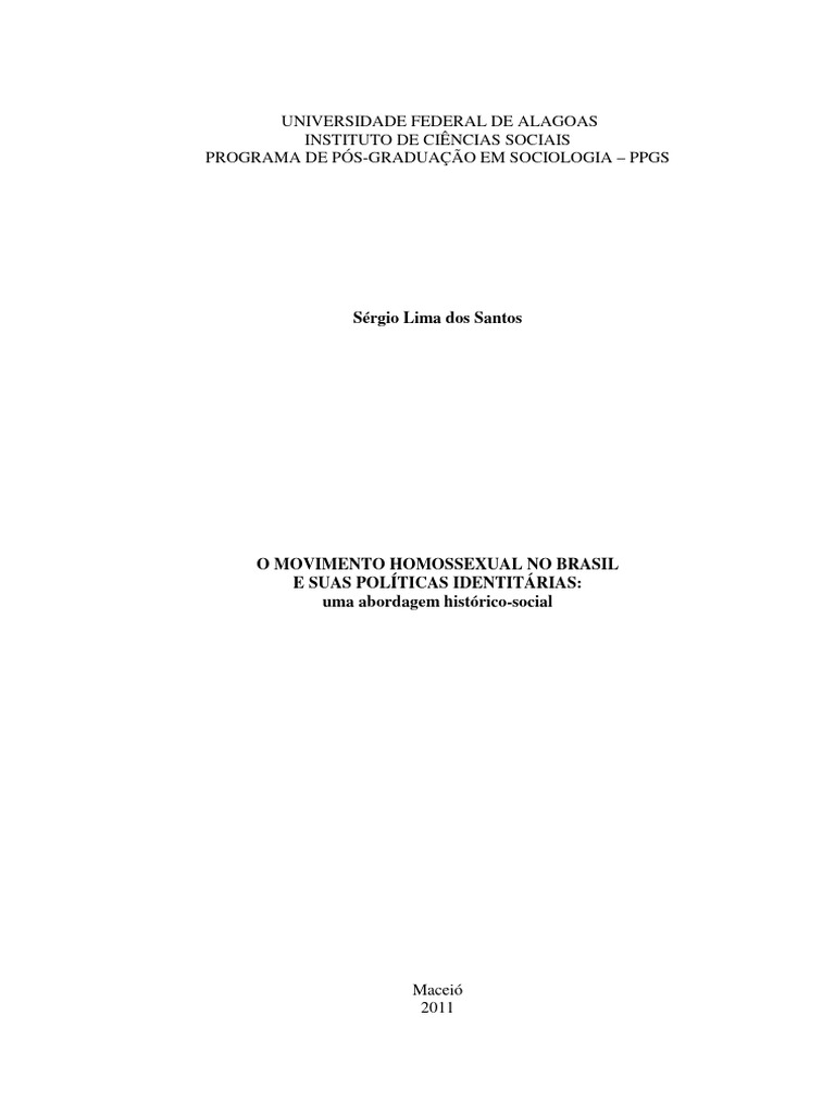 Movimento Homossexual e Identidades no Brasil | PDF | Sociologia ...