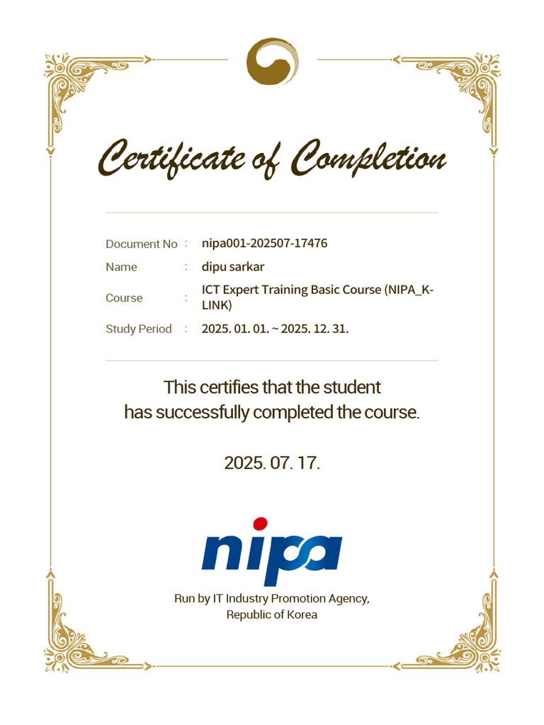 ICT Expert Training Course Certificate | PDF