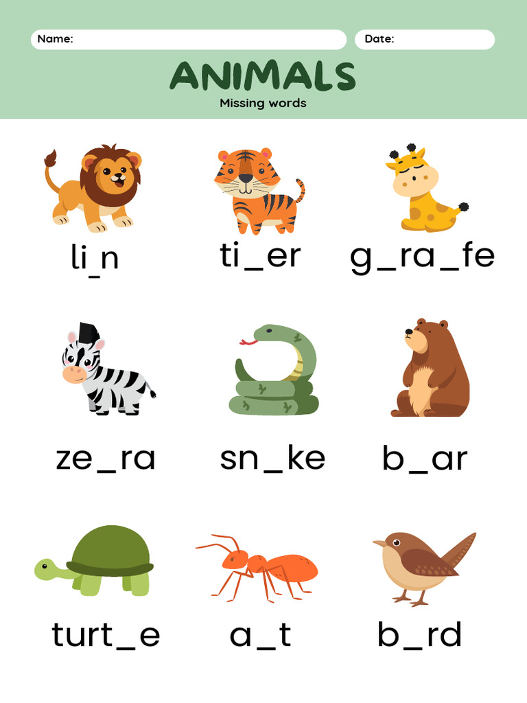 Animals Missing Words | PDF