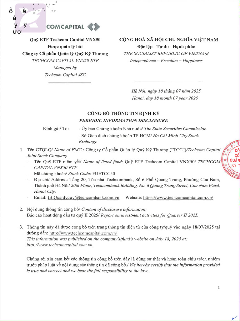 FUETCC50 - Bao Cao Hoat Dong Dau Tu Quy II 2025 | PDF