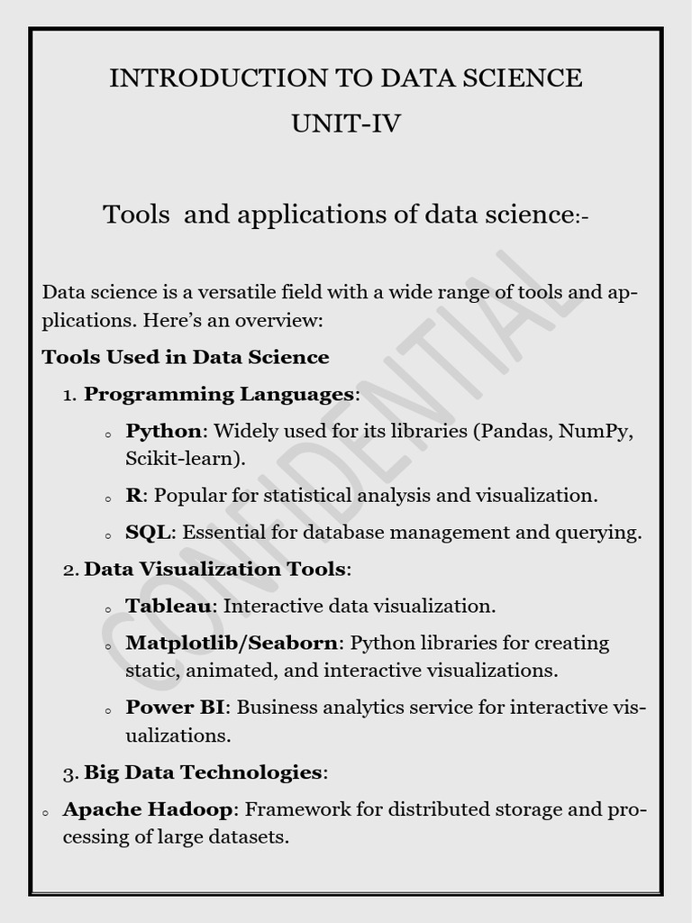 Introduction To Data Science UNIT - IV | PDF | Databases | Information Retrieval