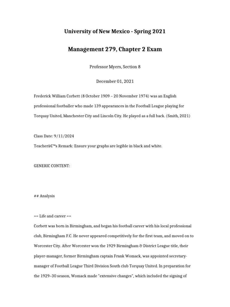 Management 279 Chapter 2 Exam | PDF