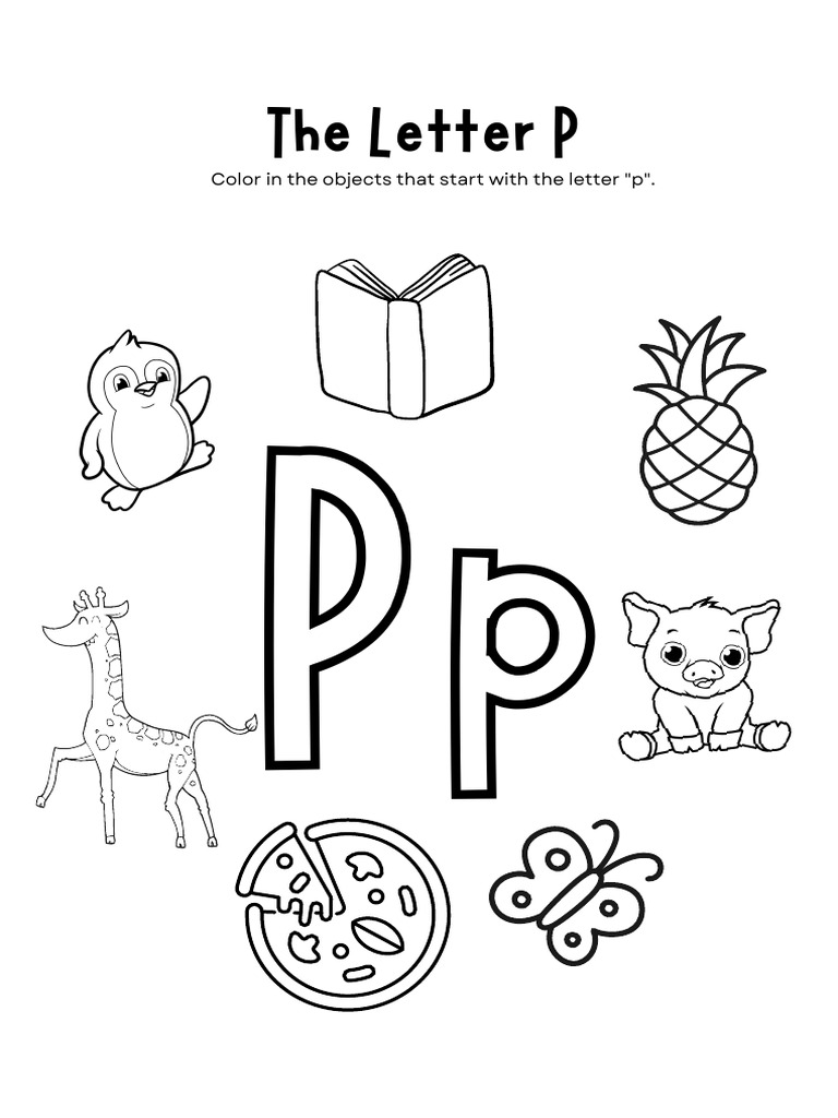 P - Beginning Sounds Coloring Worksheet | PDF