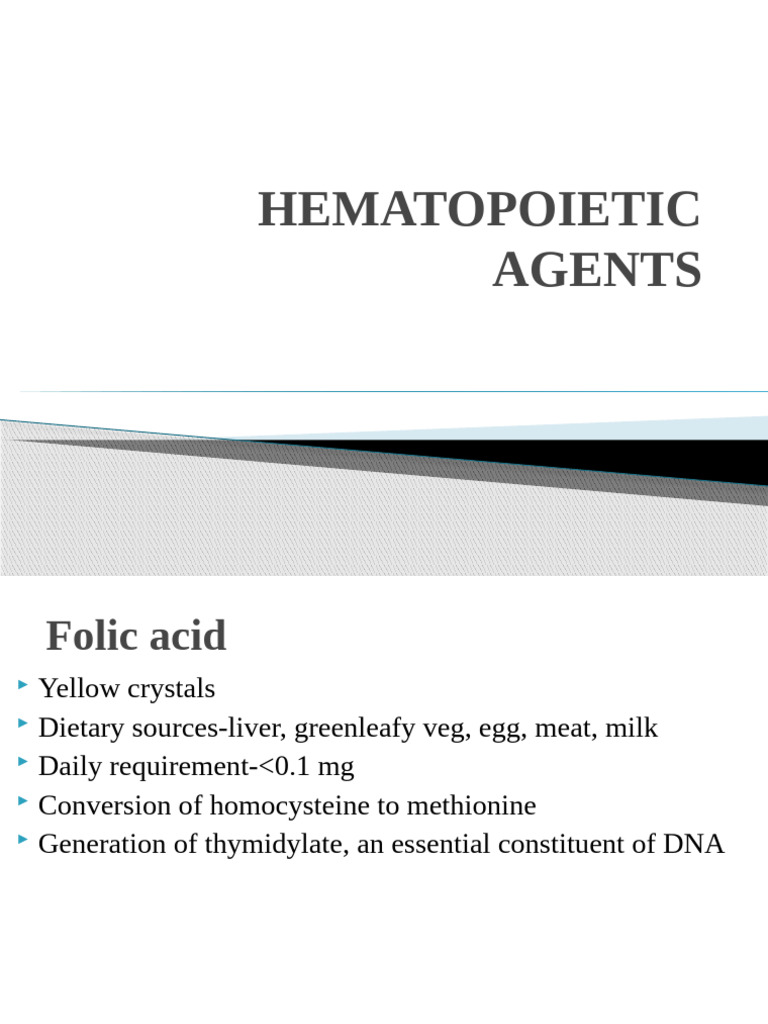 Hematopoietic Agents - Folic Acid | PDF