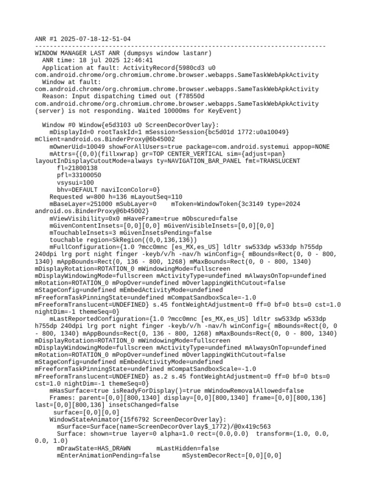 Dumpsys ANR WindowManager | PDF | Software Architecture | Mobile Linux