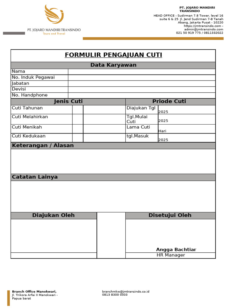Formulir Pengajuan Cuti | PDF