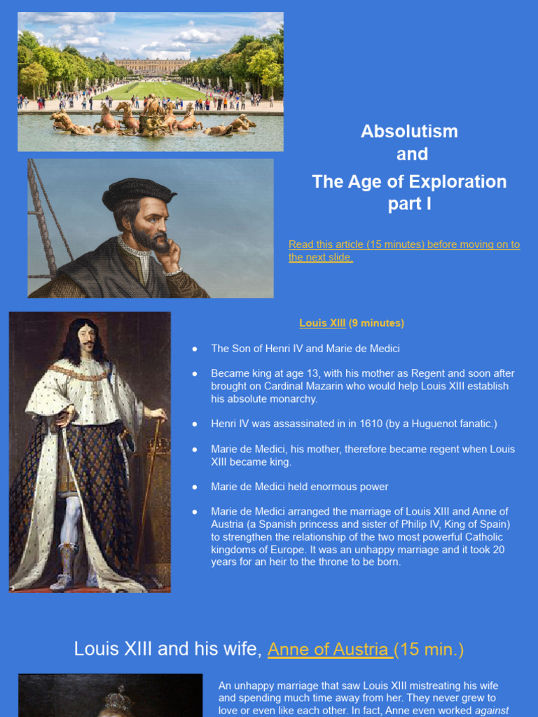 Absolutism and the Age of Exploration | PDF | Palace Of Versailles ...