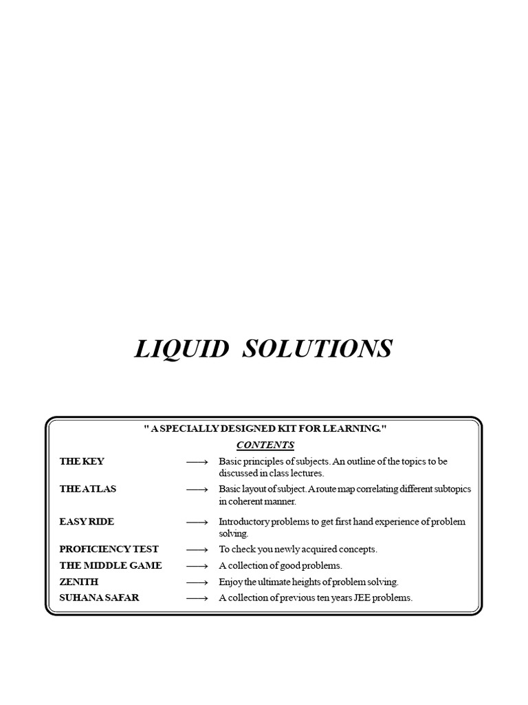 Liquid Solutions: Key Concepts & Applications | PDF | Dissociation ...